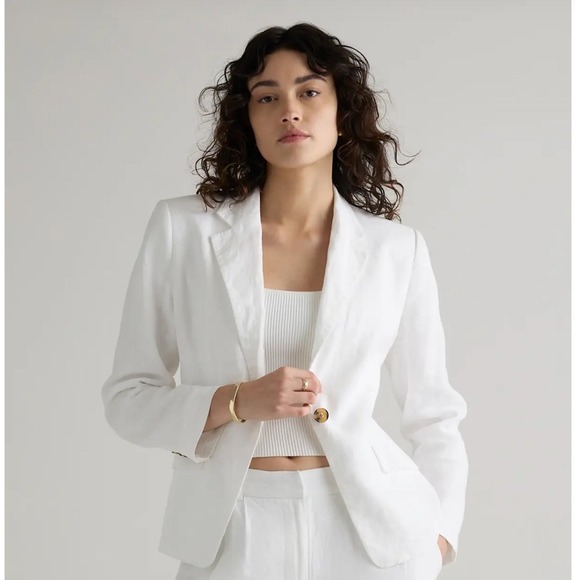 Quince | Jackets & Coats | Quince 0 European Linen White Structured ...